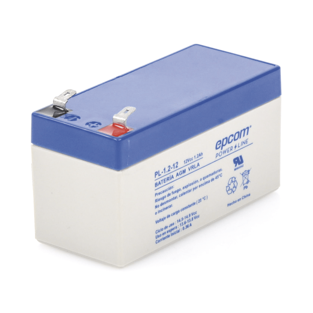 Batería Epcom de respaldo UL 12V 1.2 Ah AGM-VRLA Terminales F1 PL-1.2-12 | SILYMX