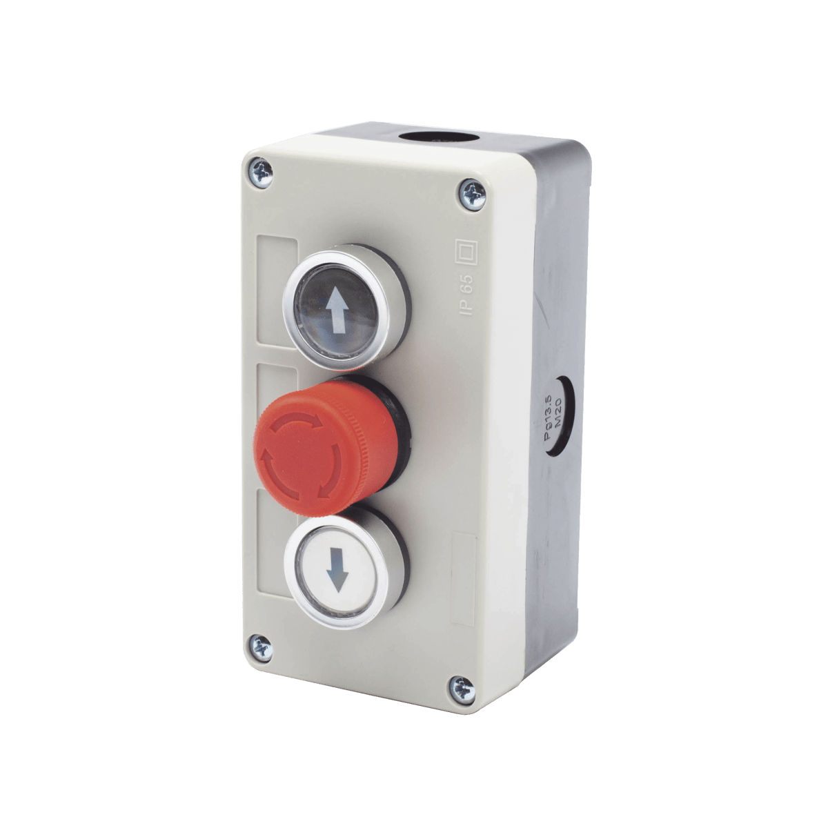 Botonera Triple con Boton de Stop Tipo Enclavado Para Barreras Vehicul ...
