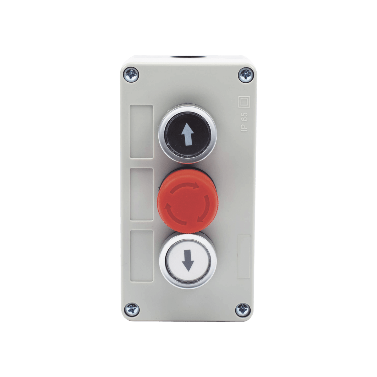 Botonera Triple con Boton de Stop Tipo Enclavado Para Barreras Vehicul ...