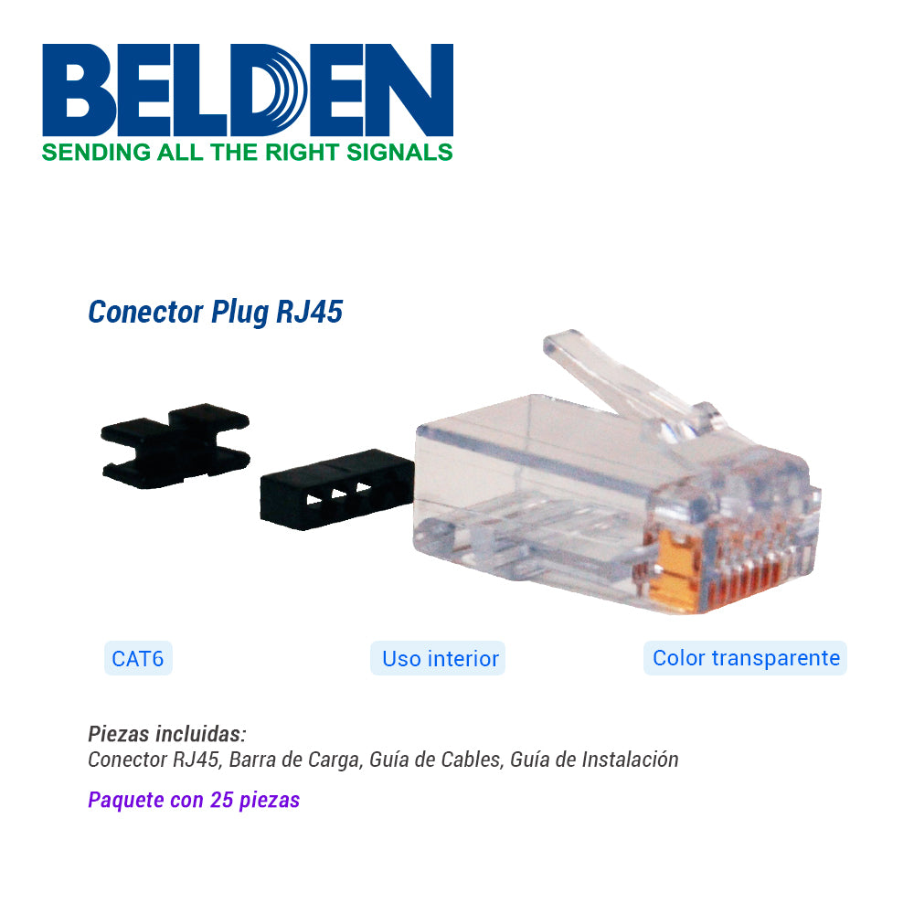 Conector Plug Rj45 Belden Cat6/cat6a Paquete de 25 piezas Capfcu-b25 ...