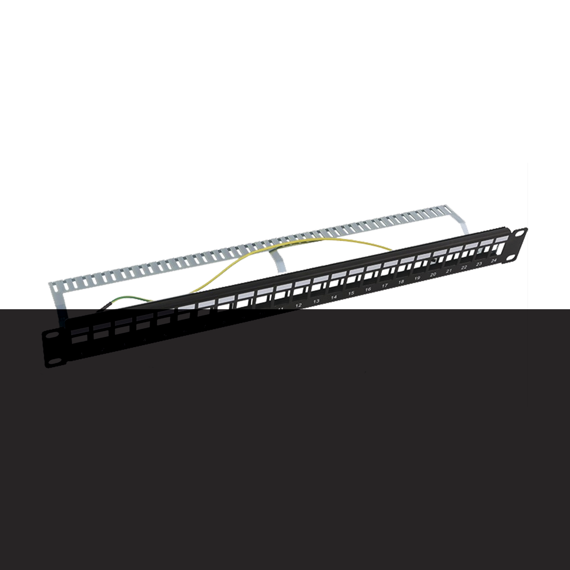 Patch panel modular Blindado (STP) de 24 puertos, con barra para organizar cable | SILYMX